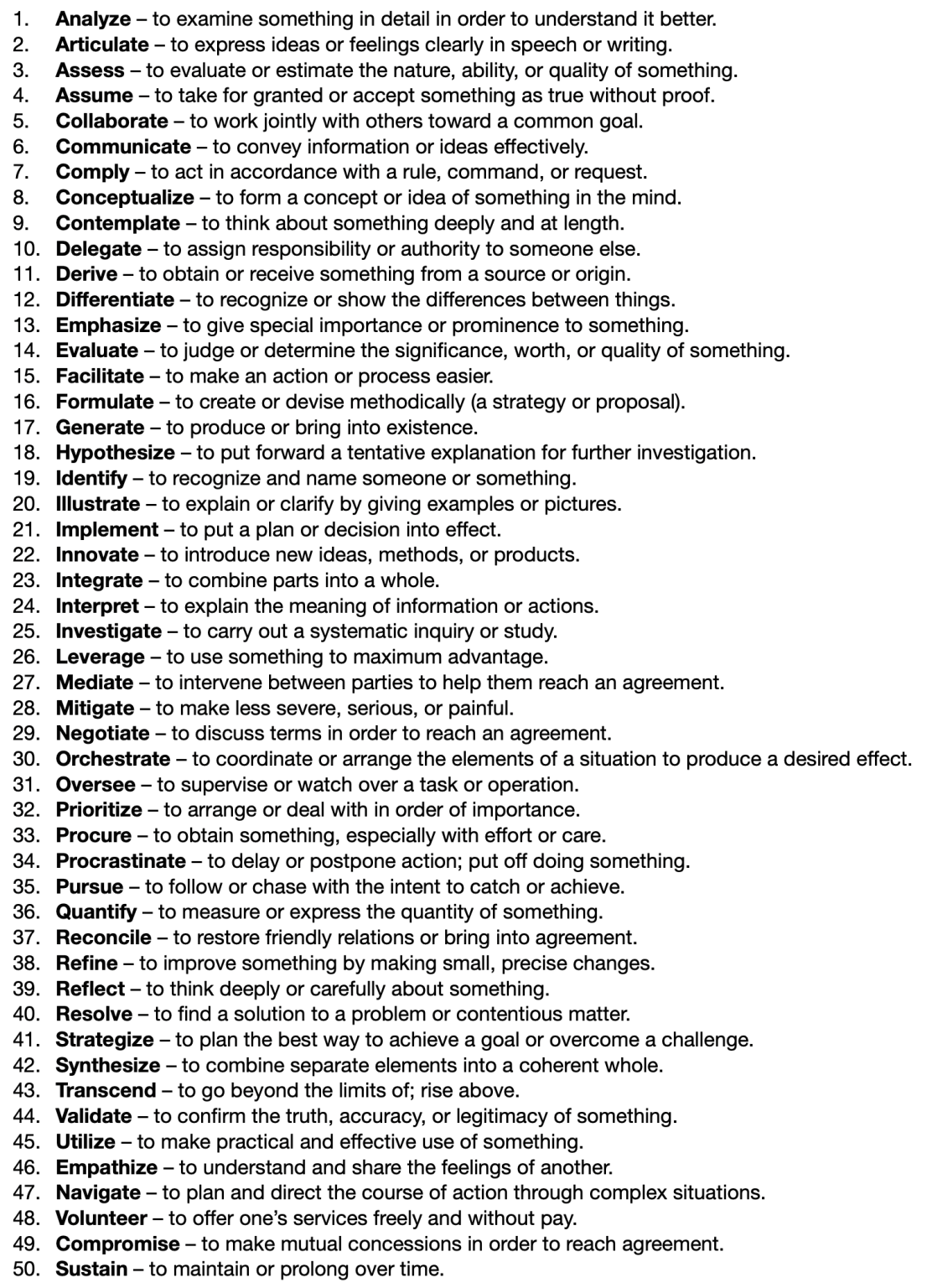 50 Verbs Every Adult Should Know