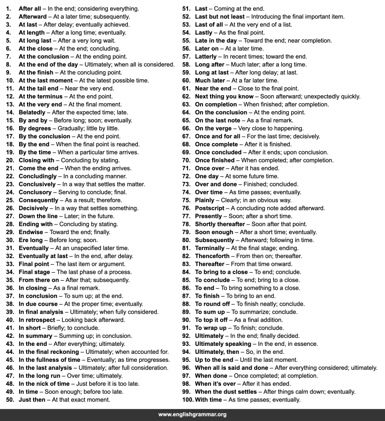 100 Words to Use Instead of “Finally”