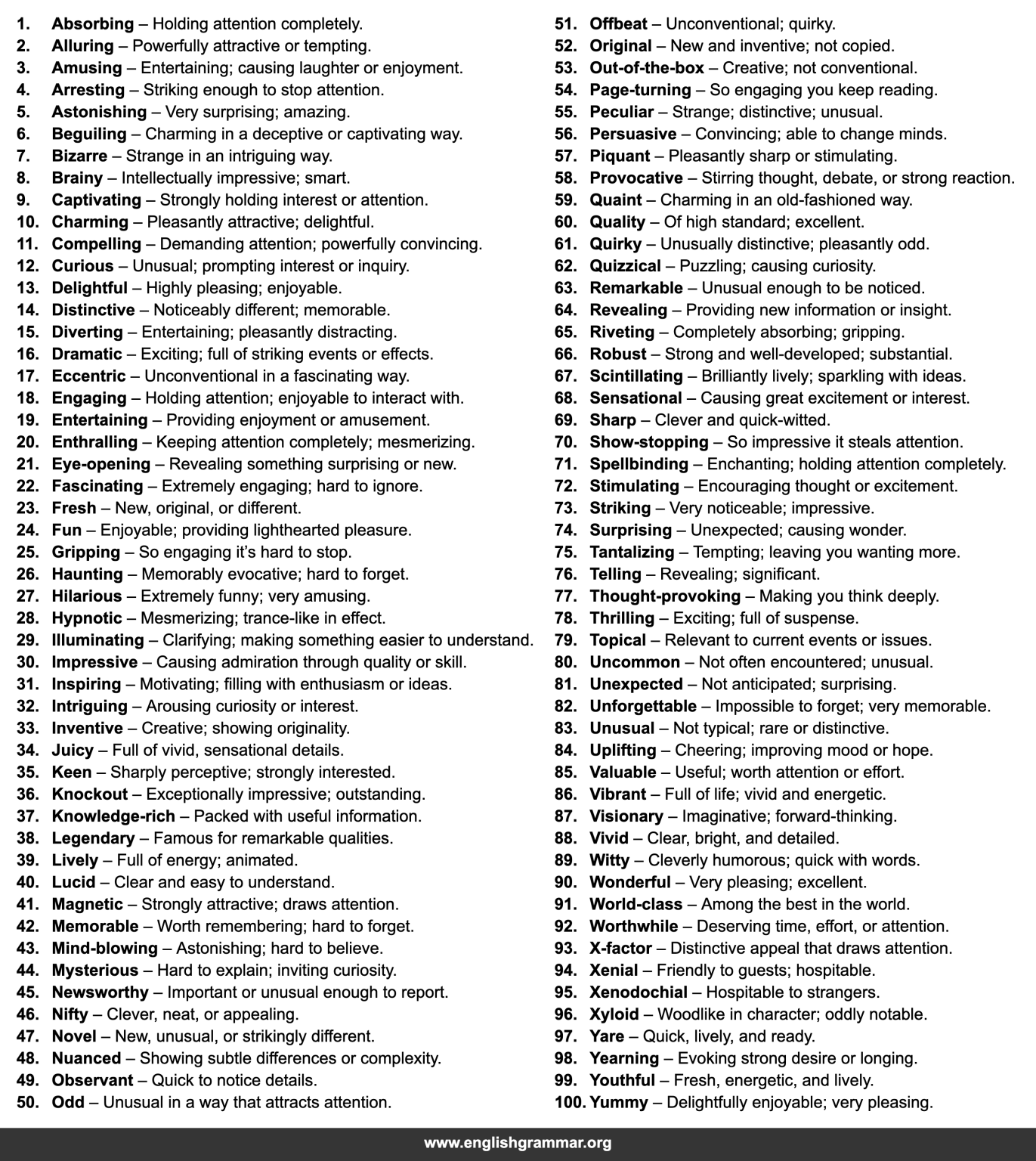 100 Words to Use Instead of “Interesting”