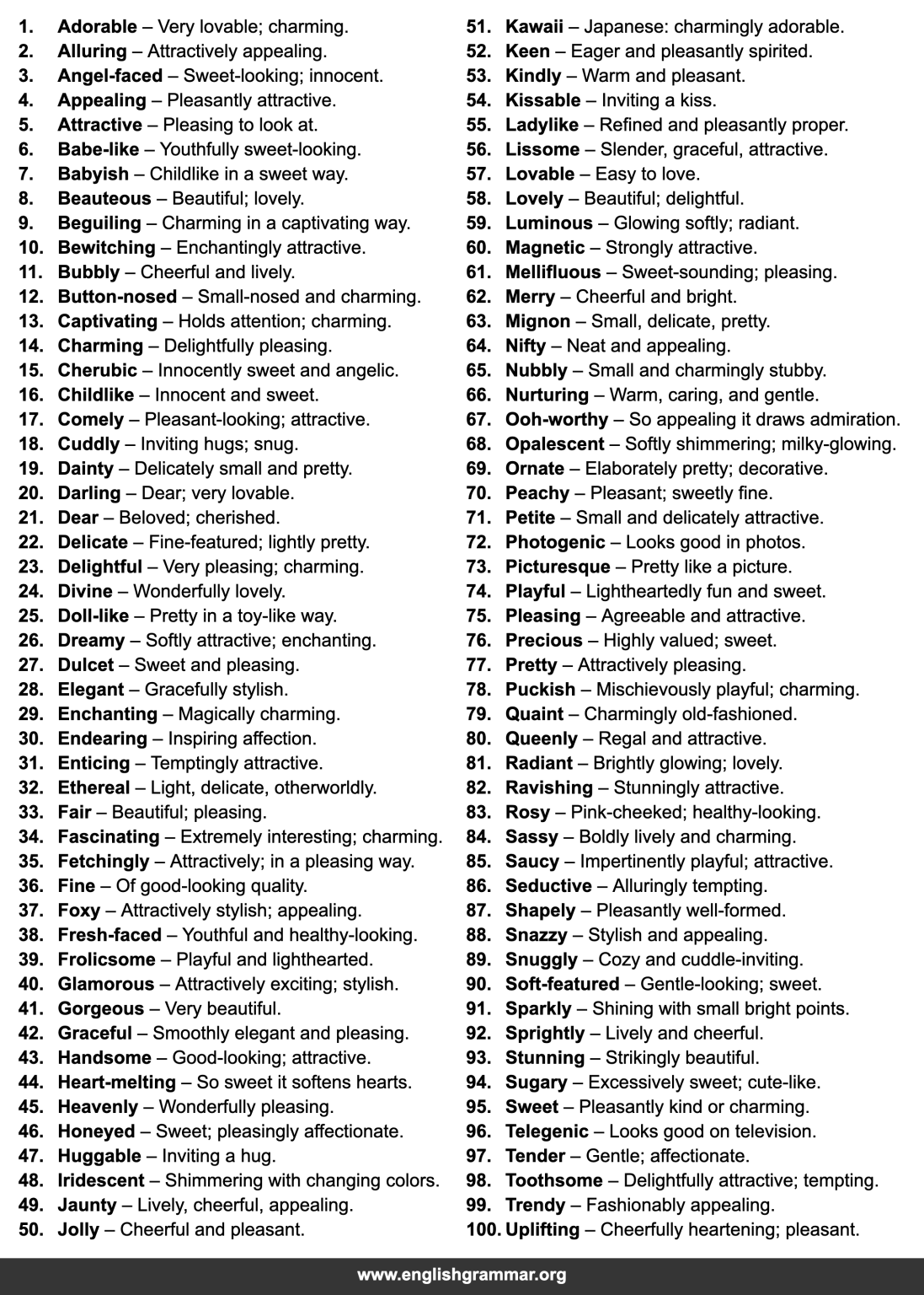 100 Other Words for “Cute”
