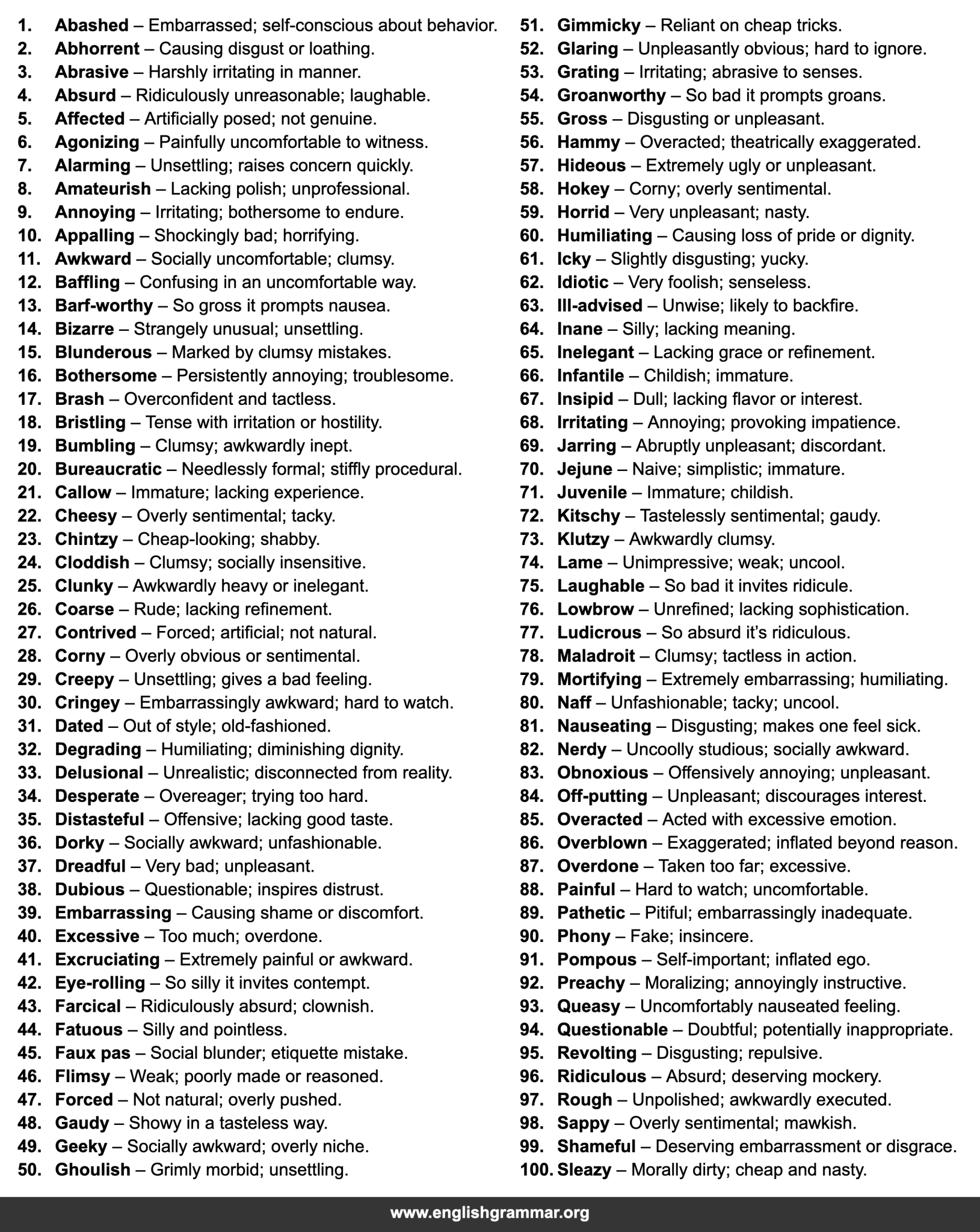 100 Words to Use Instead of “Cringe”