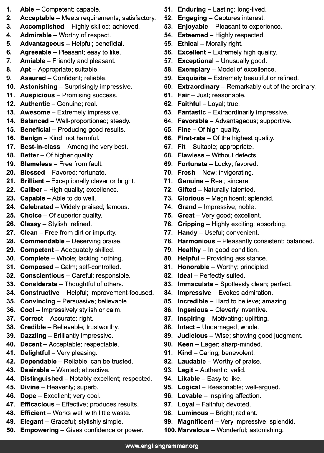 100 Other Words for “Good”