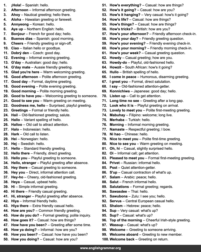 100 Other Words for “Hey”