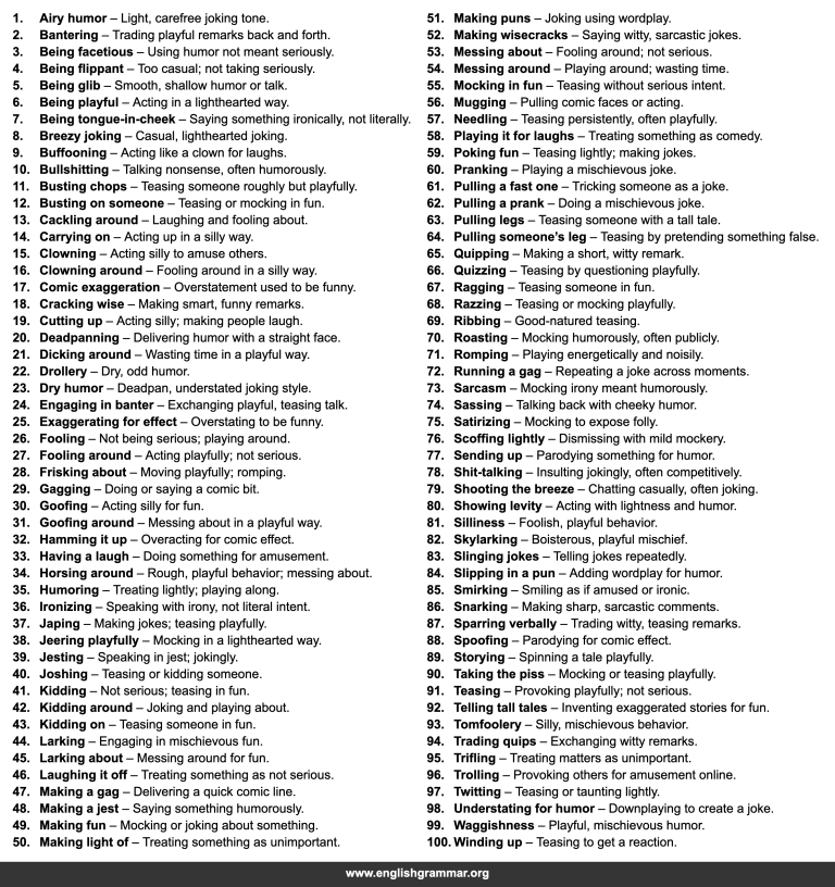 100 Other Words for “Joking”