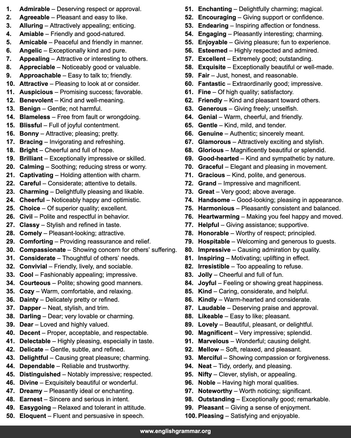 100 Other Words for “Nice”