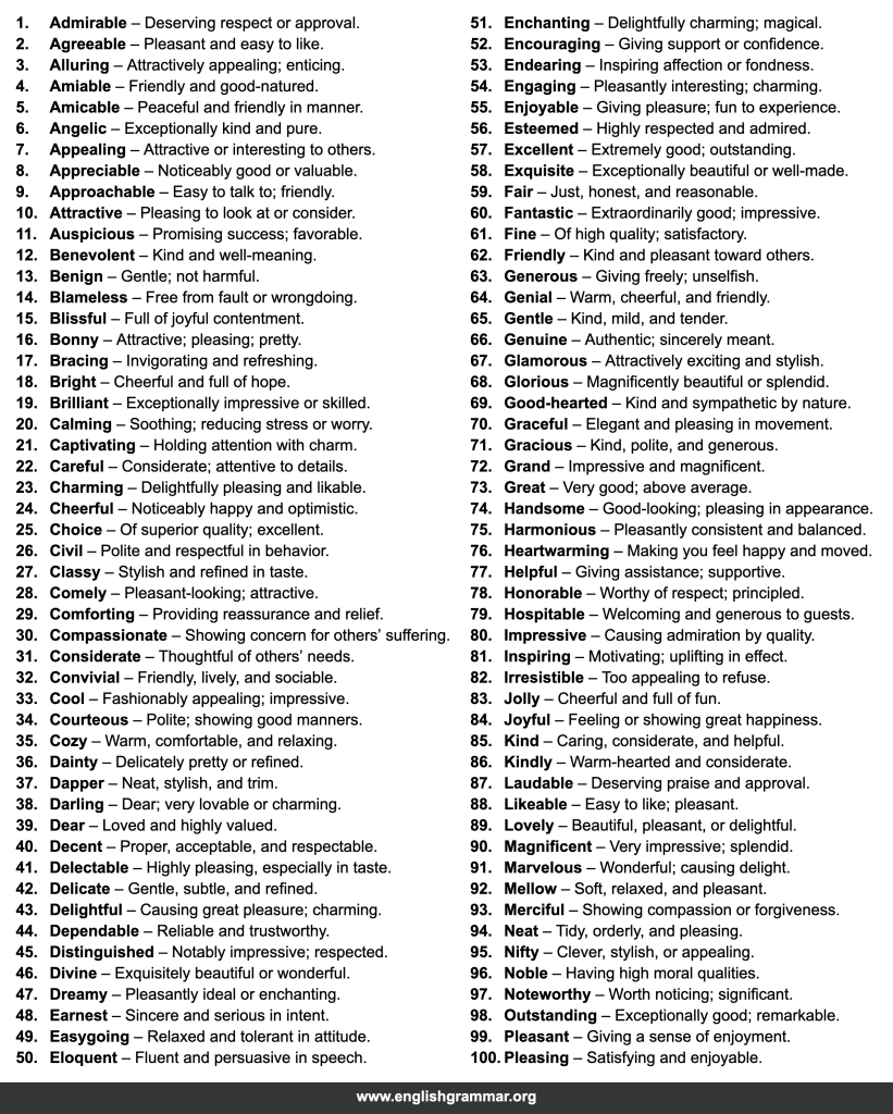 100 Other Words for “Nice”