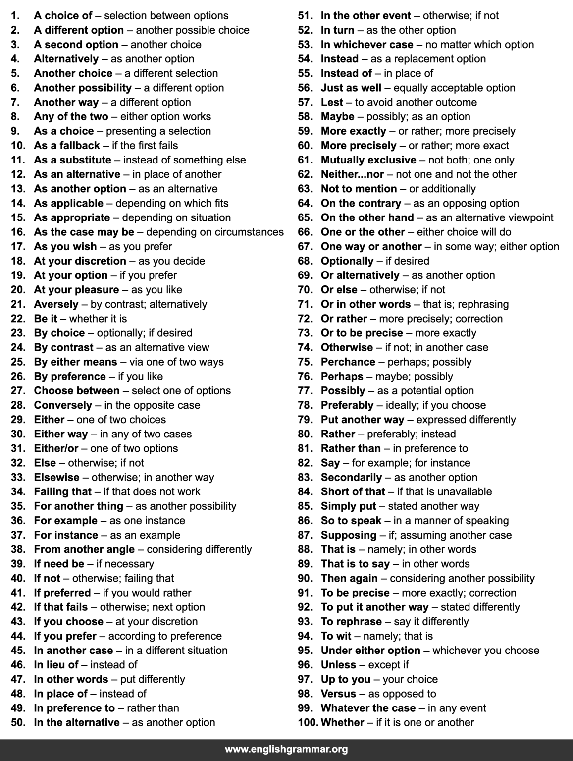 100 Other Words for “Or”