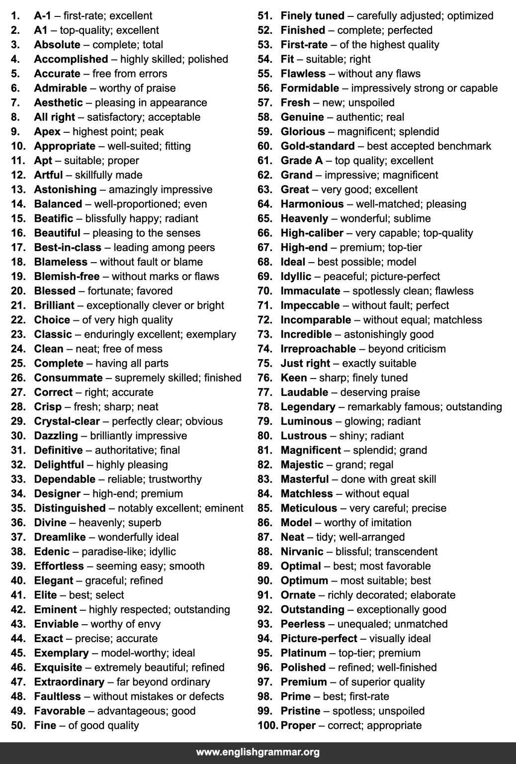 100 Other Words for “Perfect”
