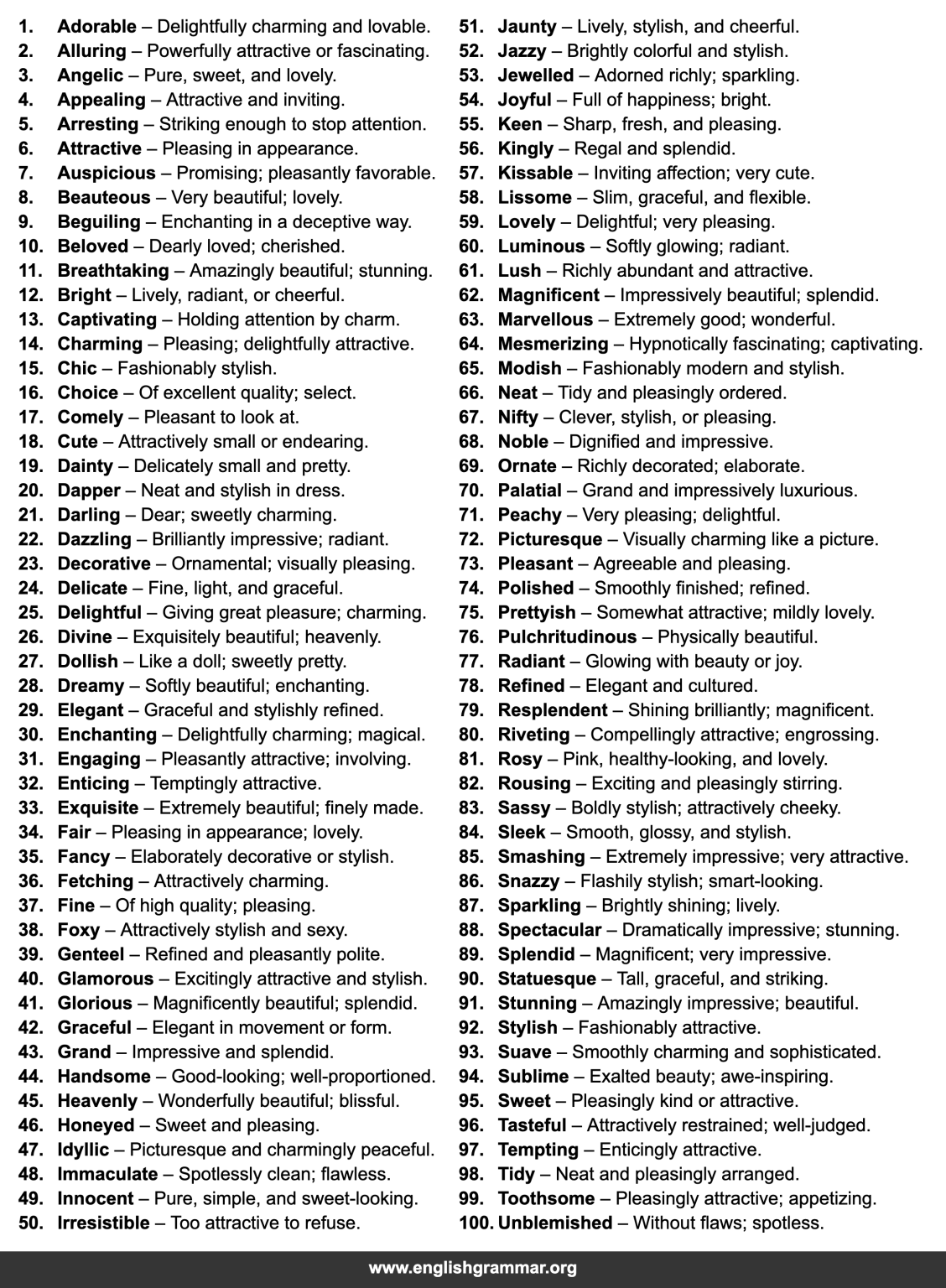 100 Other Words for “Pretty”
