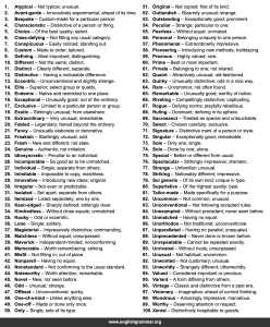 100 Other Words for “Unique”