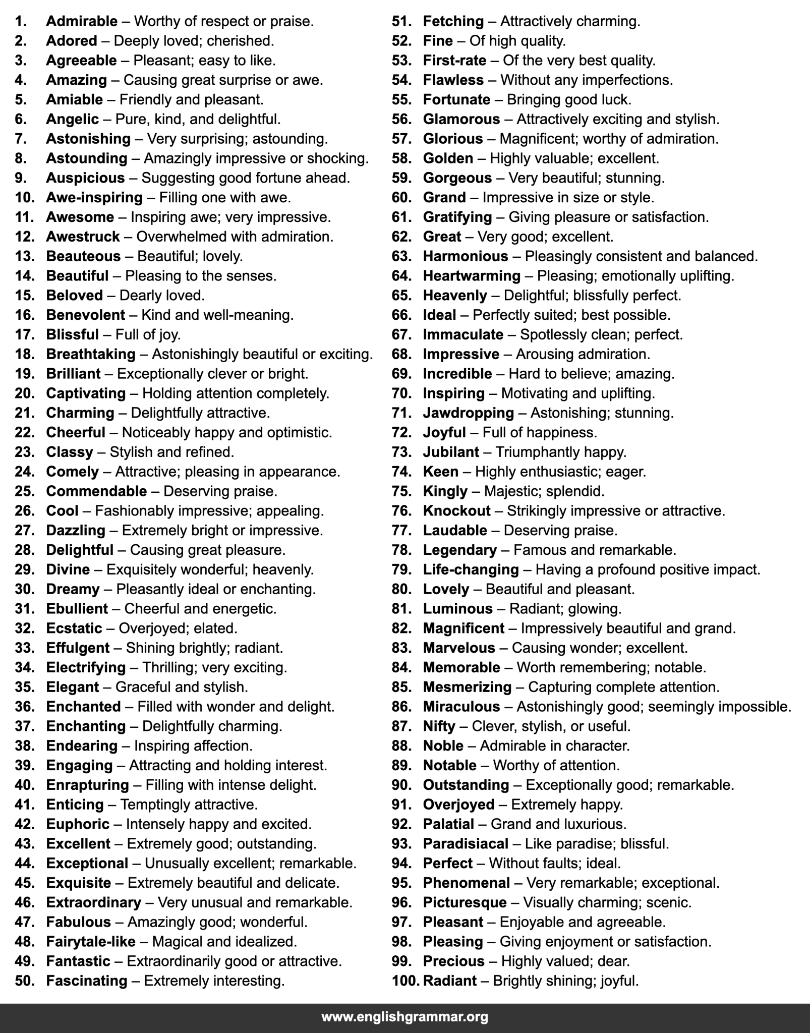 100 Other Words for “Wonderful”
