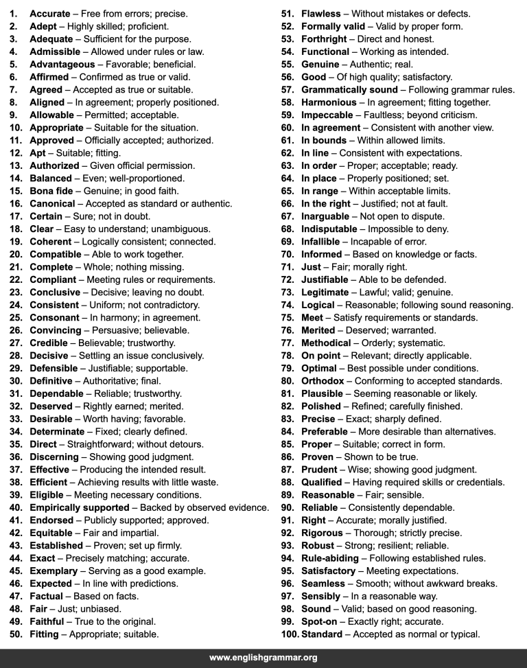 100 Words to Use Instead of “Correct”