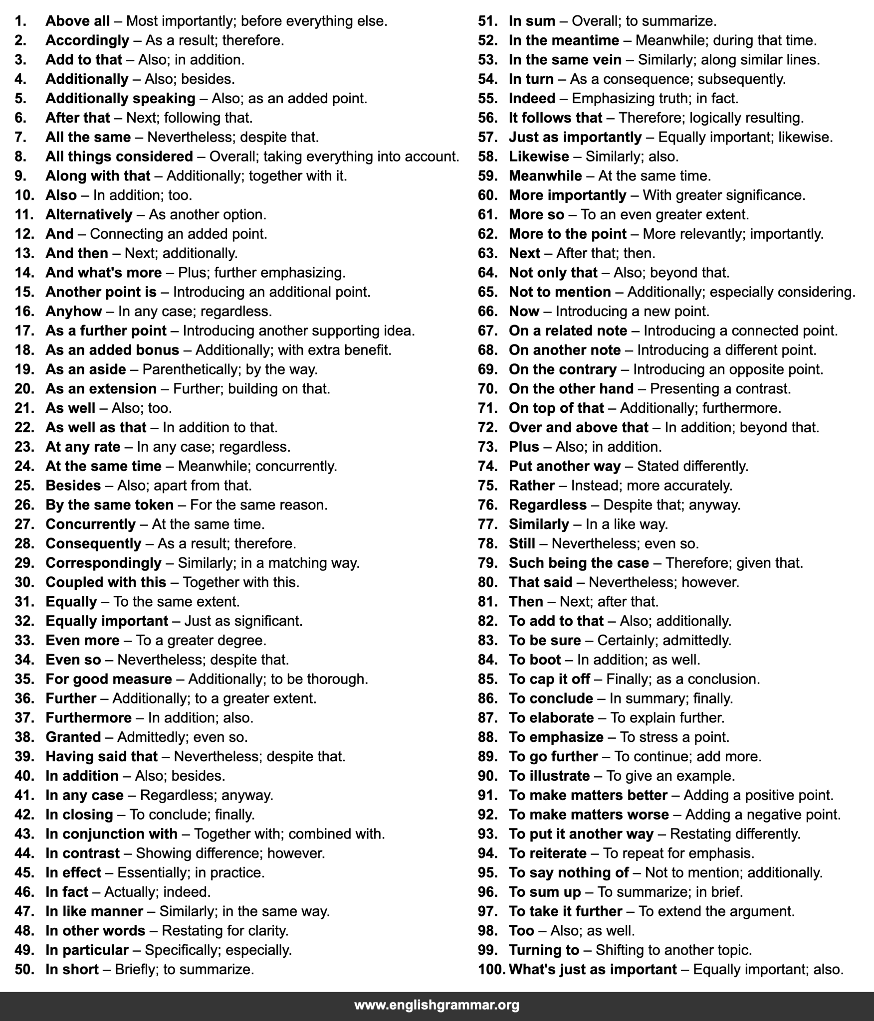100 Words to Use Instead of “Moreover”