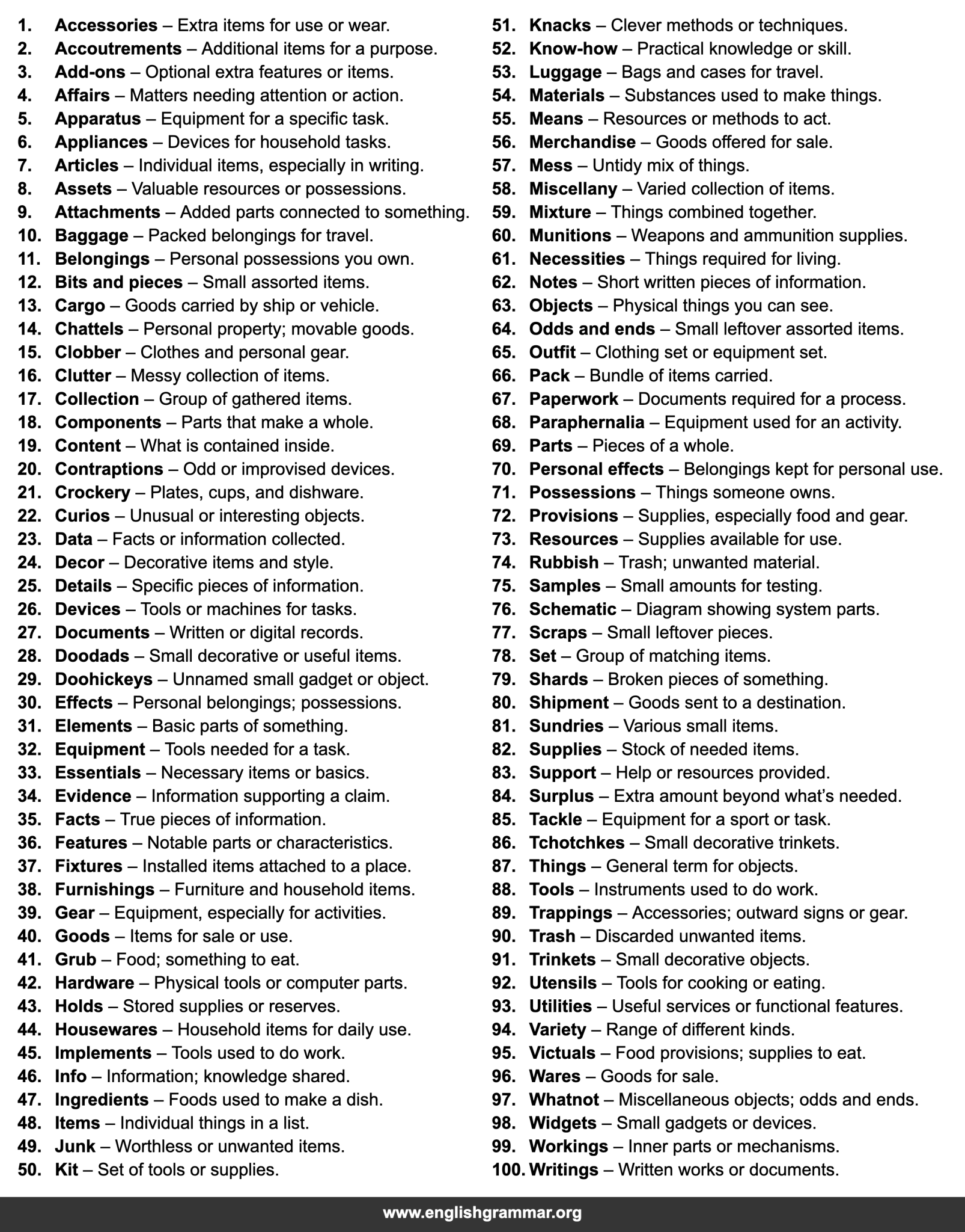 100 Words to Use Instead of “Stuff”