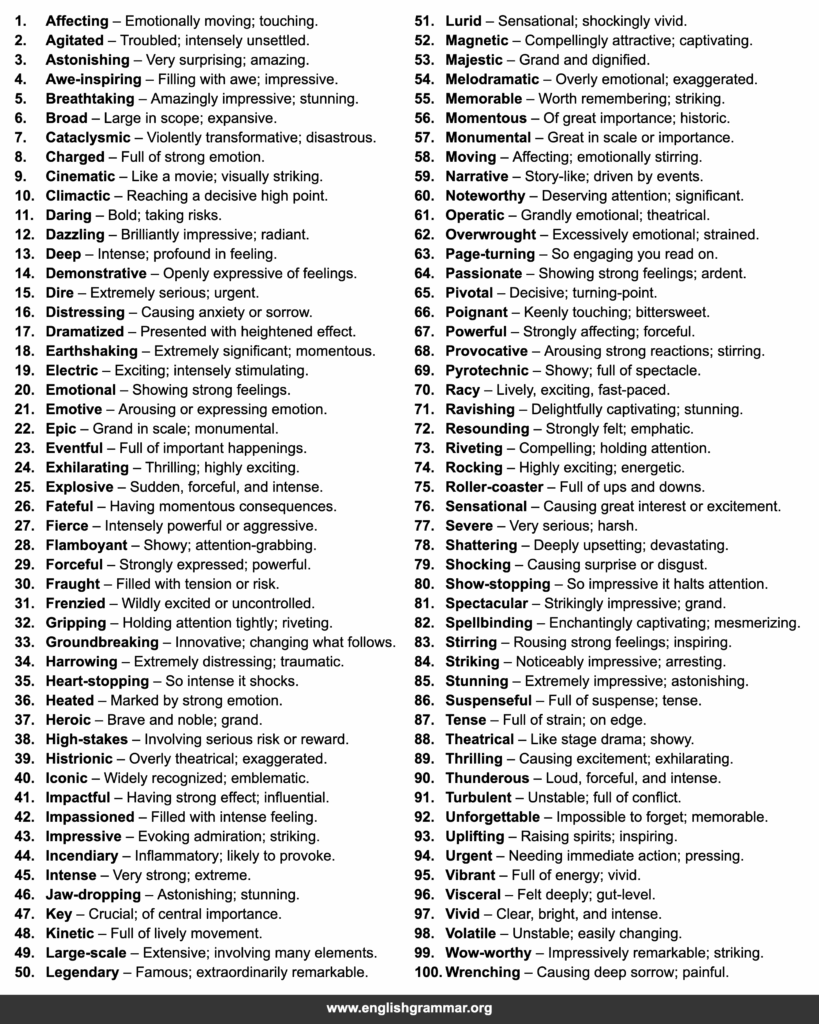 100 Best Synonyms for “Dramatic”
