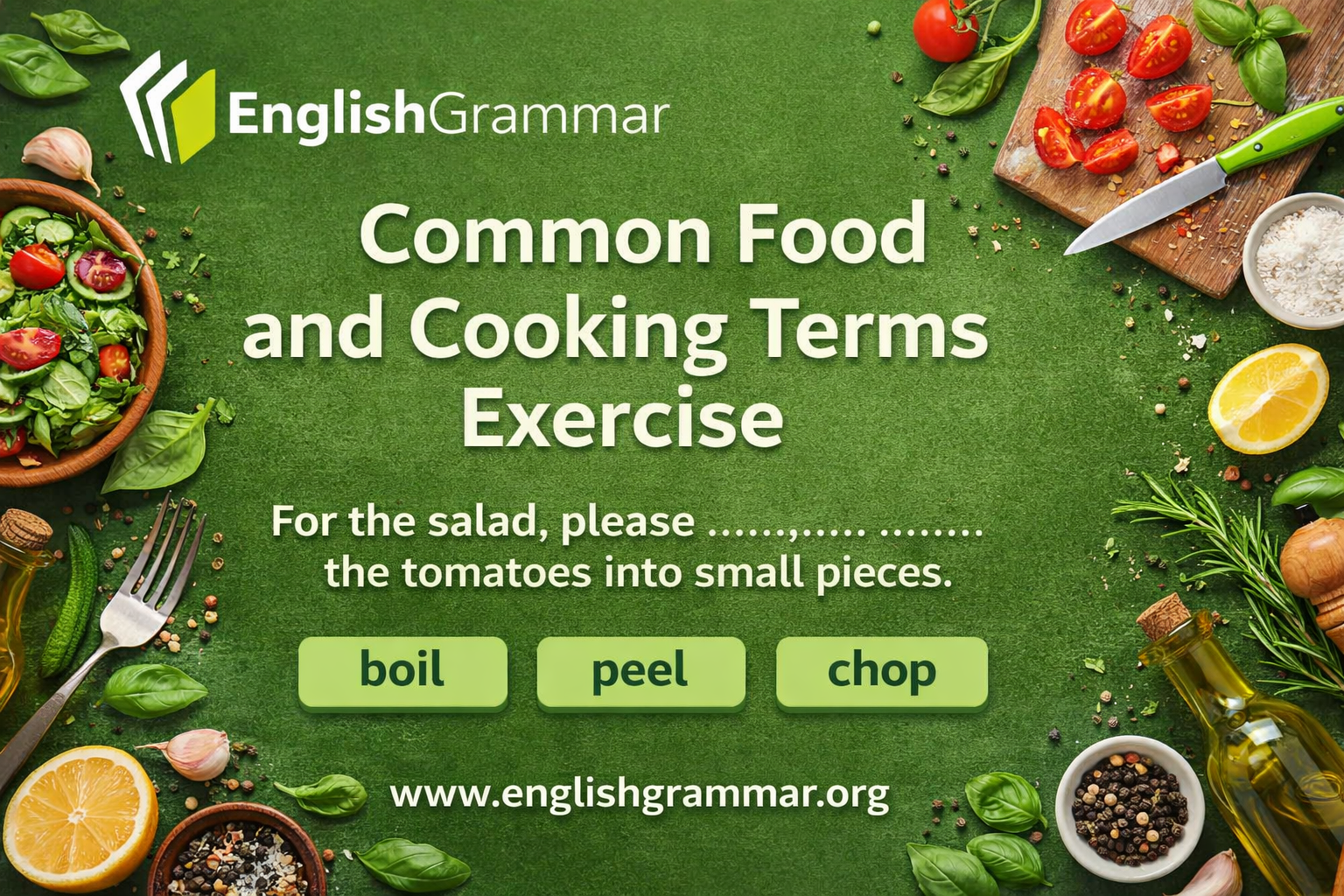 Common Food and Cooking Terms Exercise