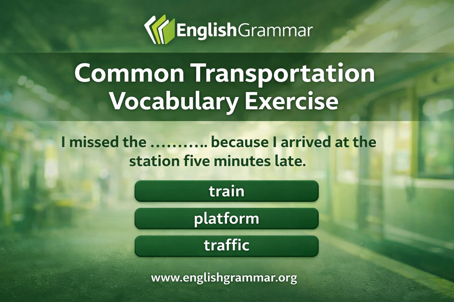 Common Transportation Vocabulary Exercise