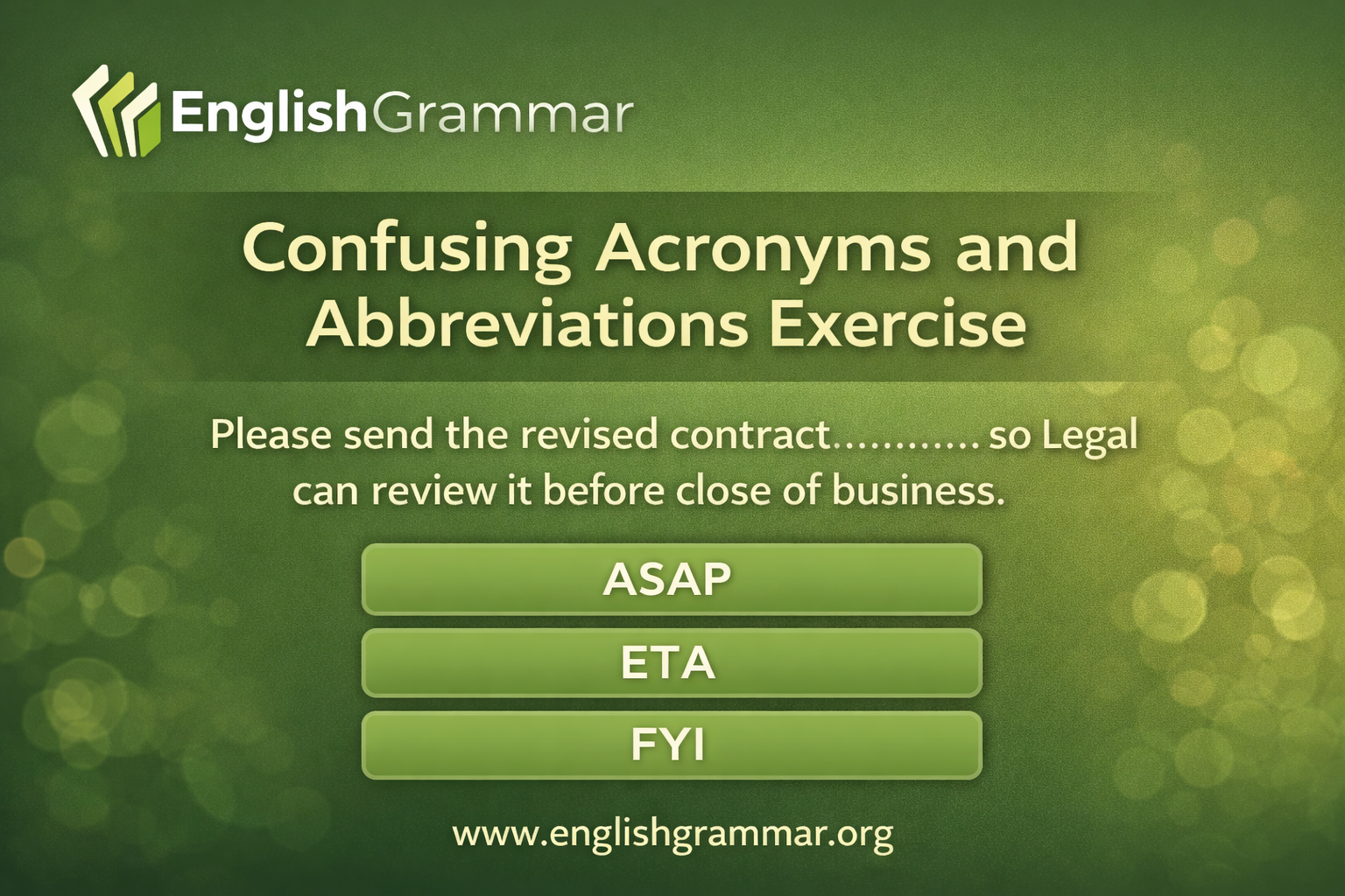 Confusing Acronyms and Abbreviations Exercise