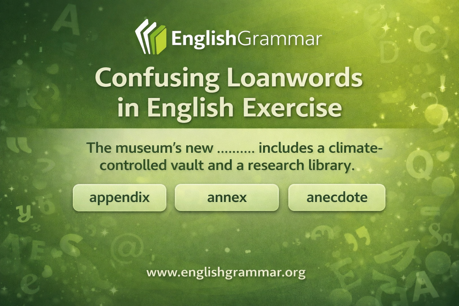 Confusing Loanwords in English Exercise
