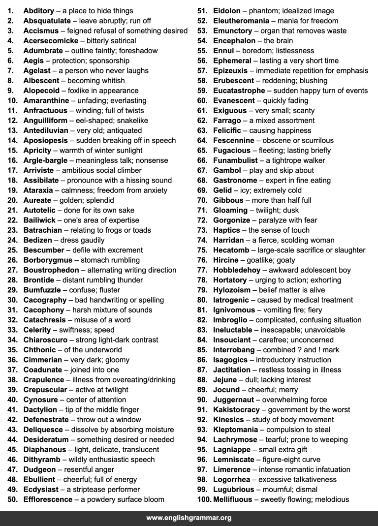 100 English Words You Probably Didn’t Know