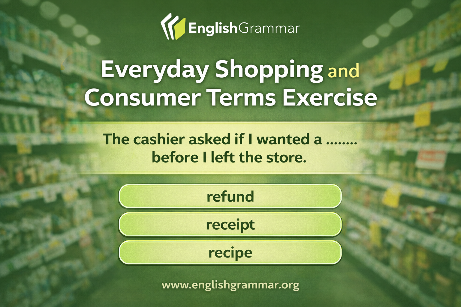 Everyday Shopping and Consumer Terms Exercise