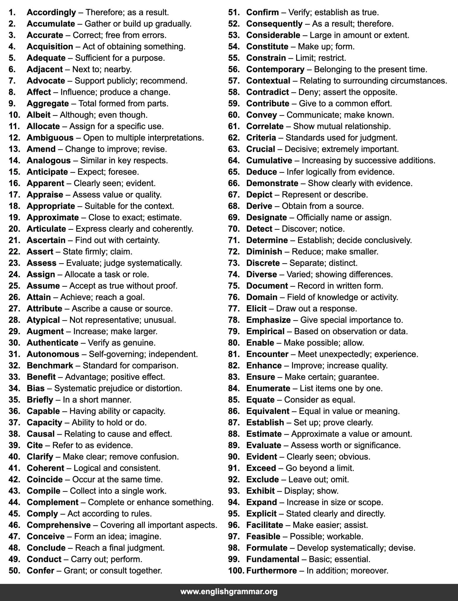 100 Formal Words to Sound More Academic