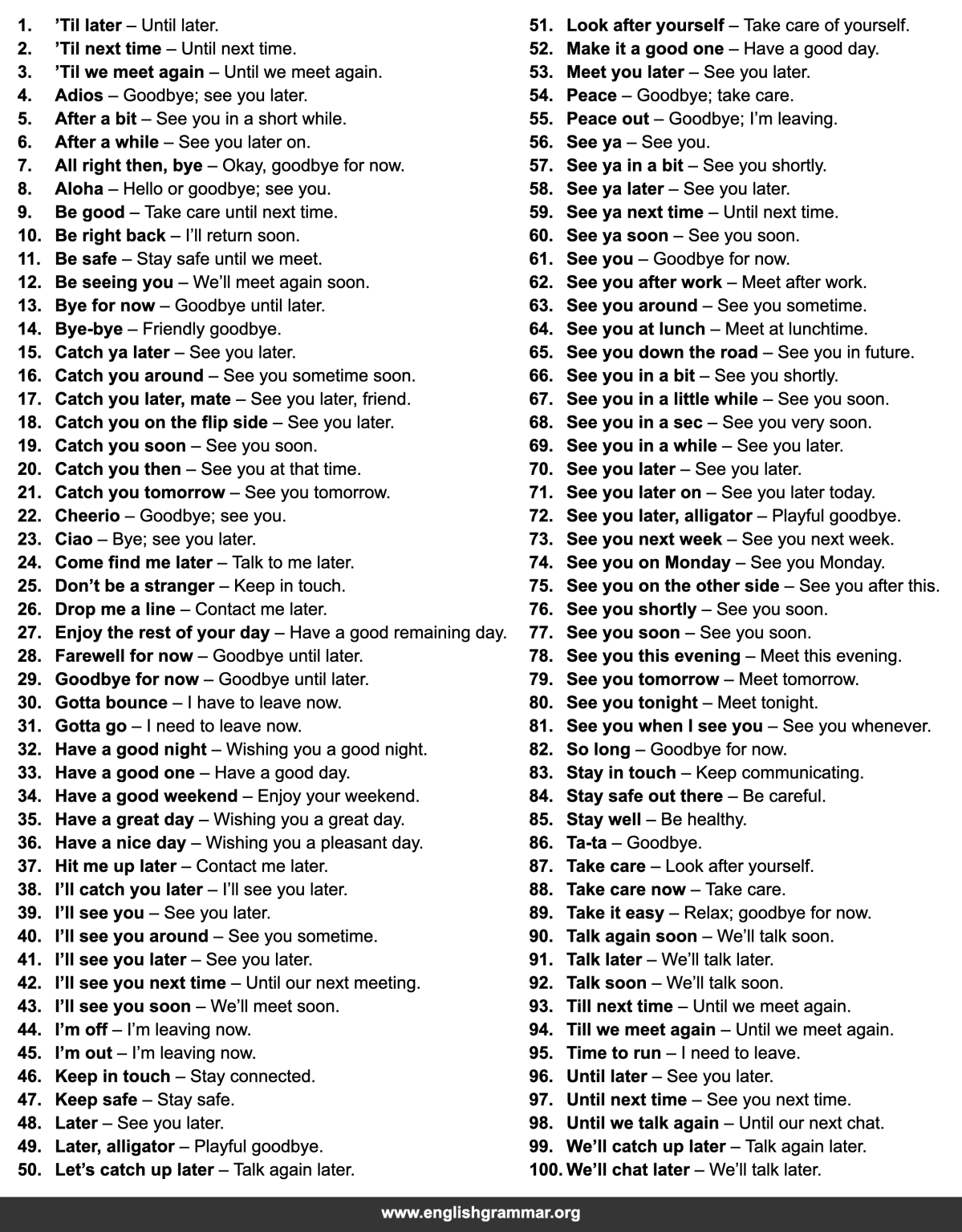 100 Other Ways to Say “Catch you later”