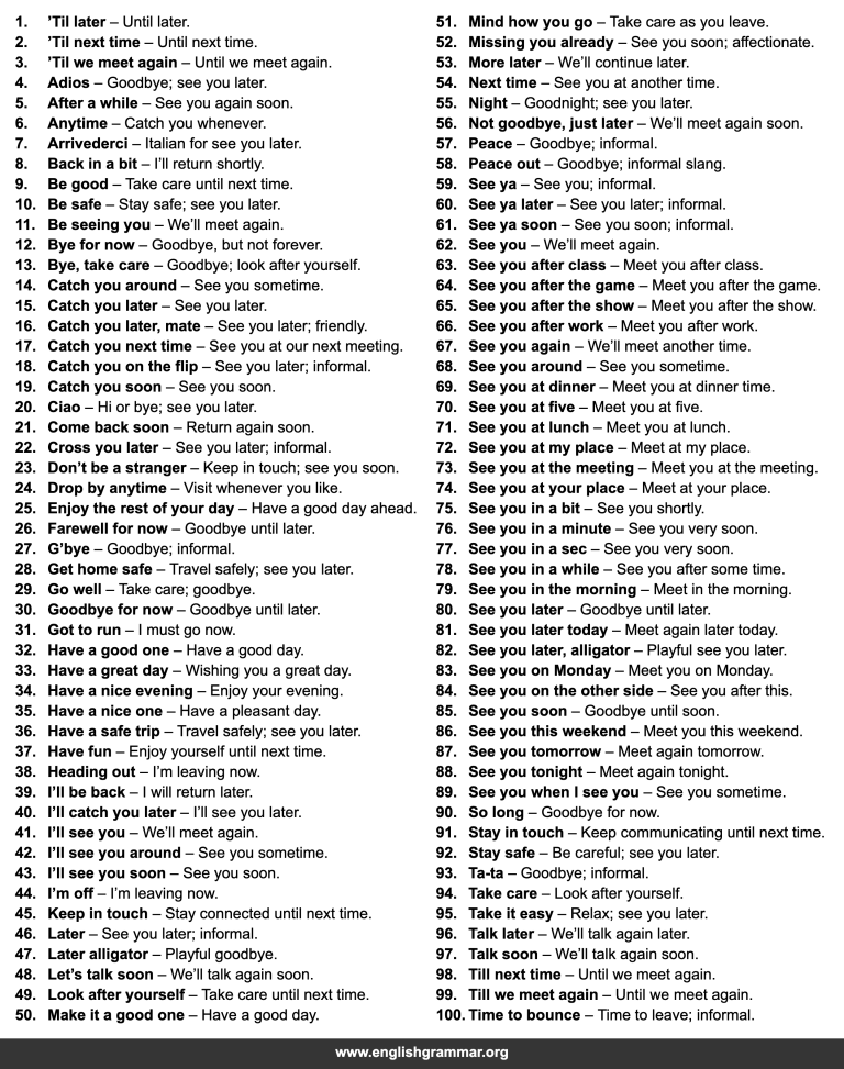 100 Other Ways to Say “See You Later”
