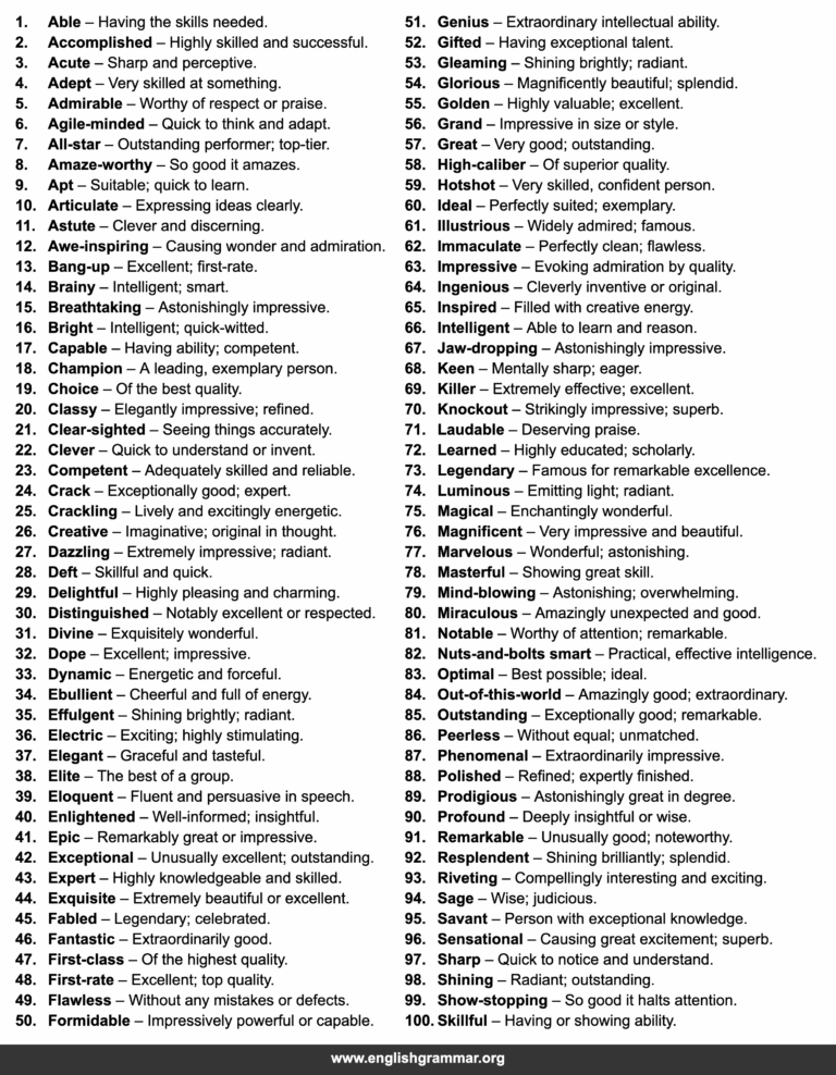 100 Other Words for “Brilliant”