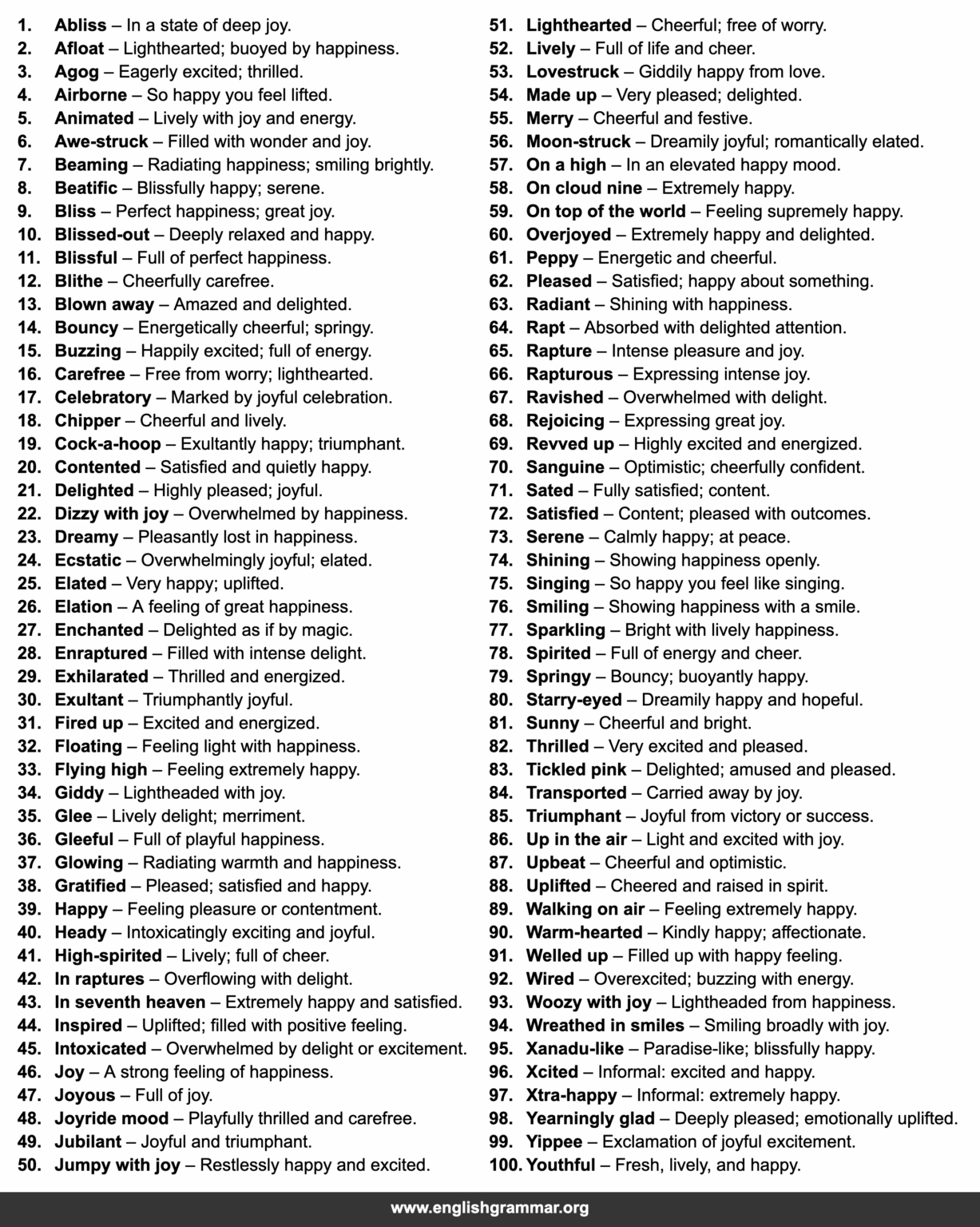 100 Other Words for “Euphoric”