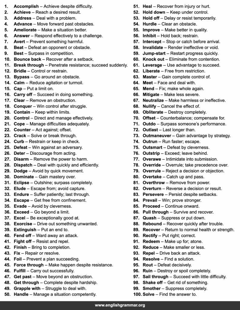 100 Other Words for “Overcome”