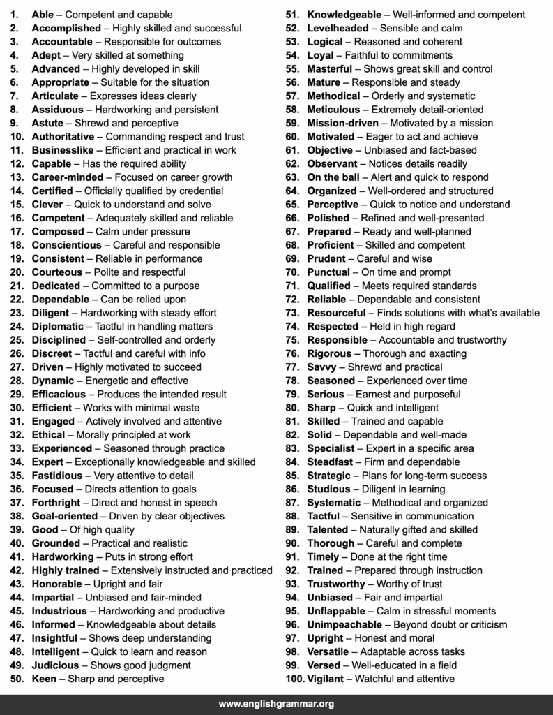 100 Other Words for “Professional”