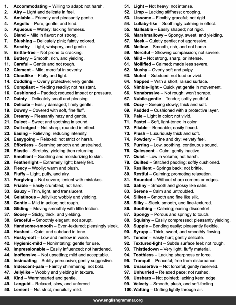 100 Other Words for “Soft”