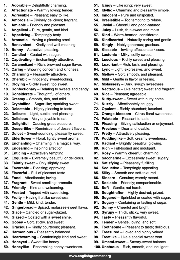100 Other Words for “Sweet”