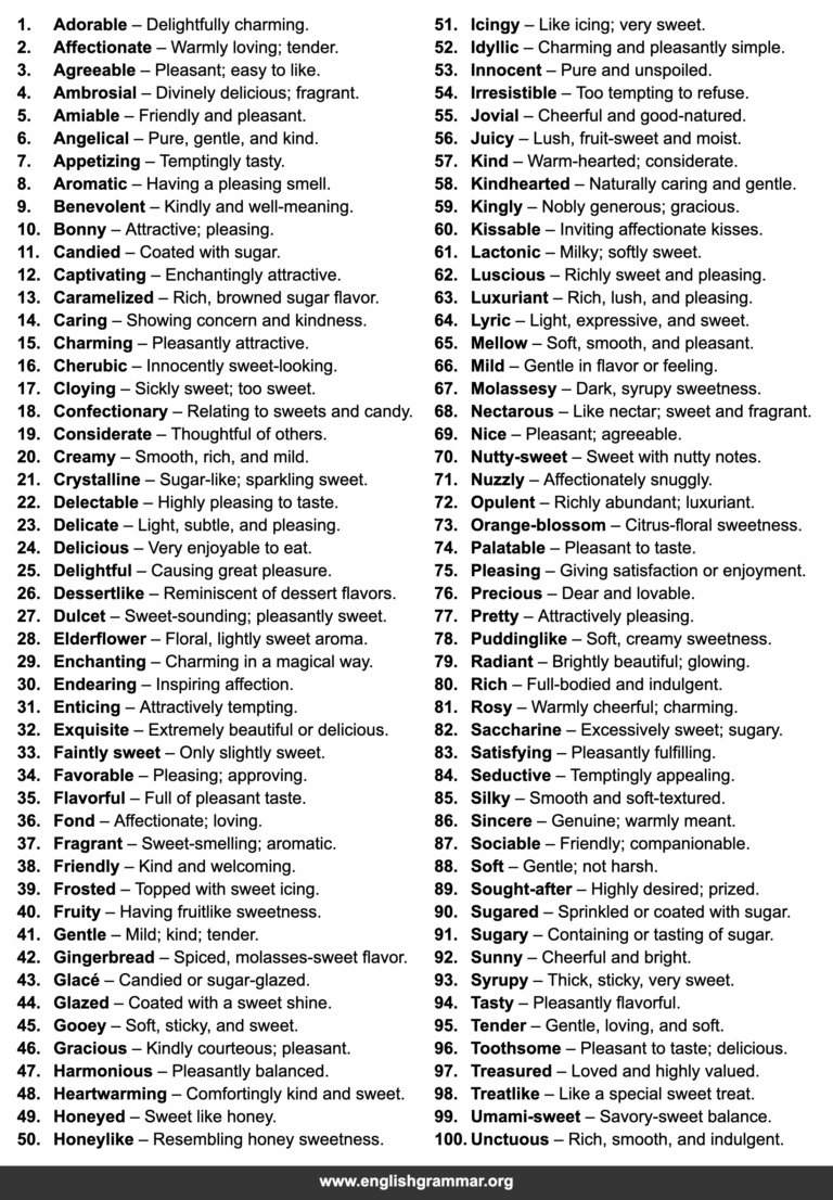 100 Other Words for “Sweet”