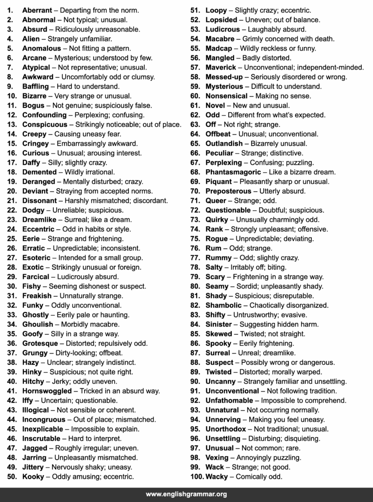 100 Other Words for “Weird”