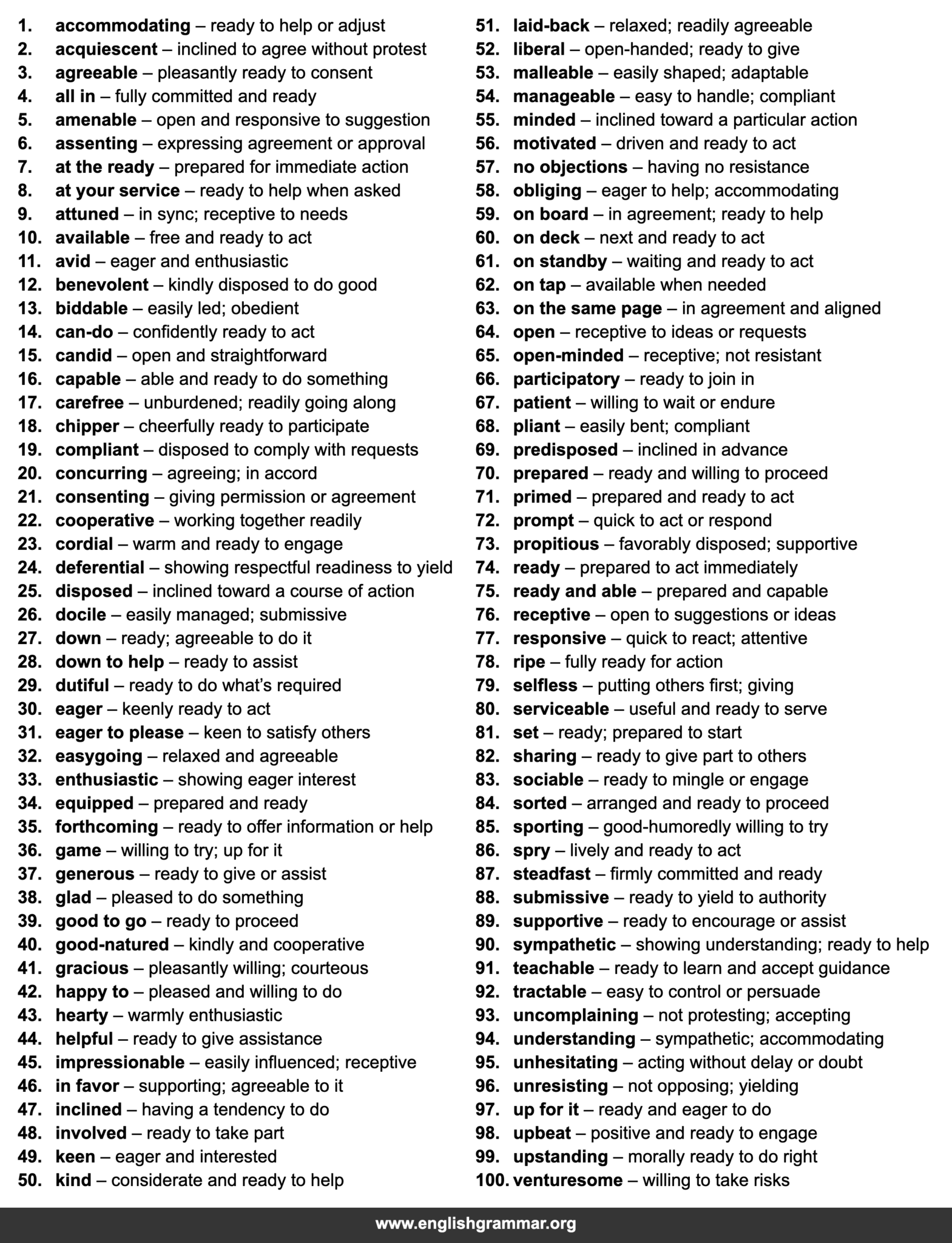 100 Other Words for “Willing”