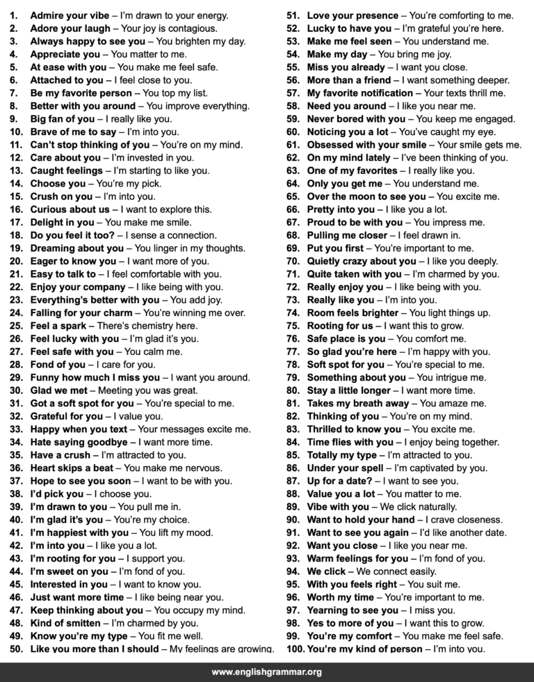 100 Ways to Say “I Like You” Without Saying “I Love You”