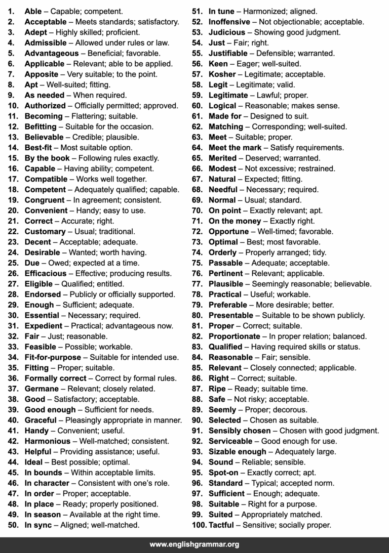 100 Words to Use Instead of “Appropriate”