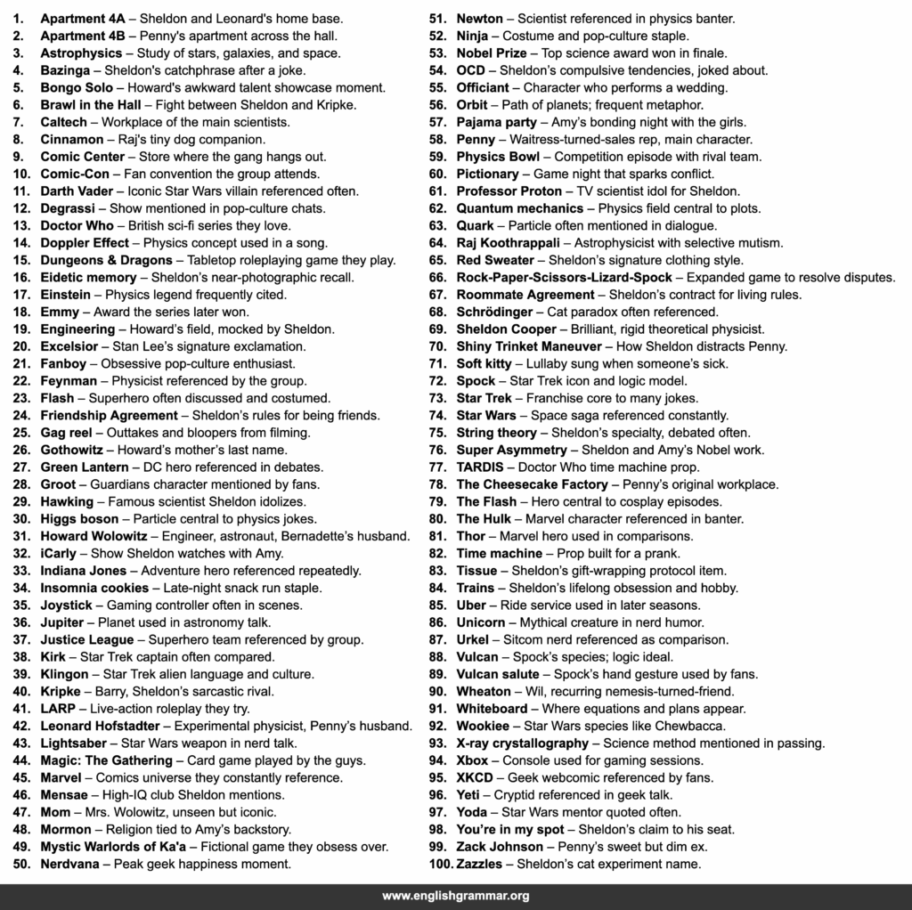 100 Words Every The Big Bang Theory Fan Should Know