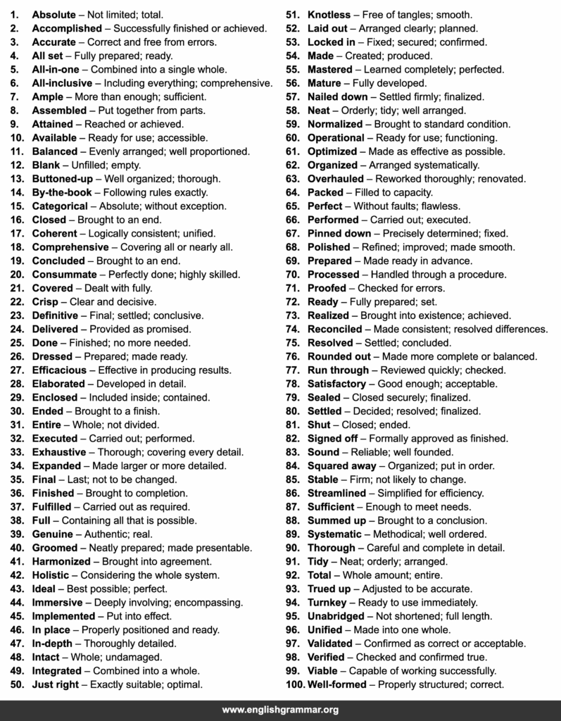 100 Words to Use Instead of “Complete”