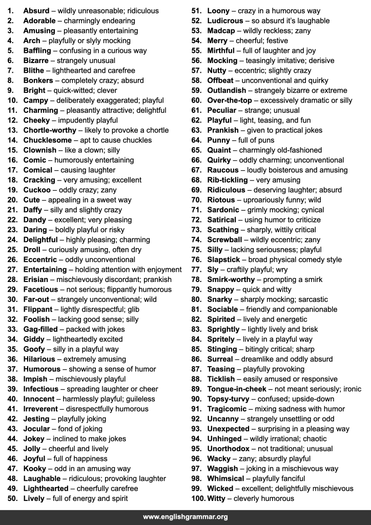 100 Words to Use Instead of “Funny”