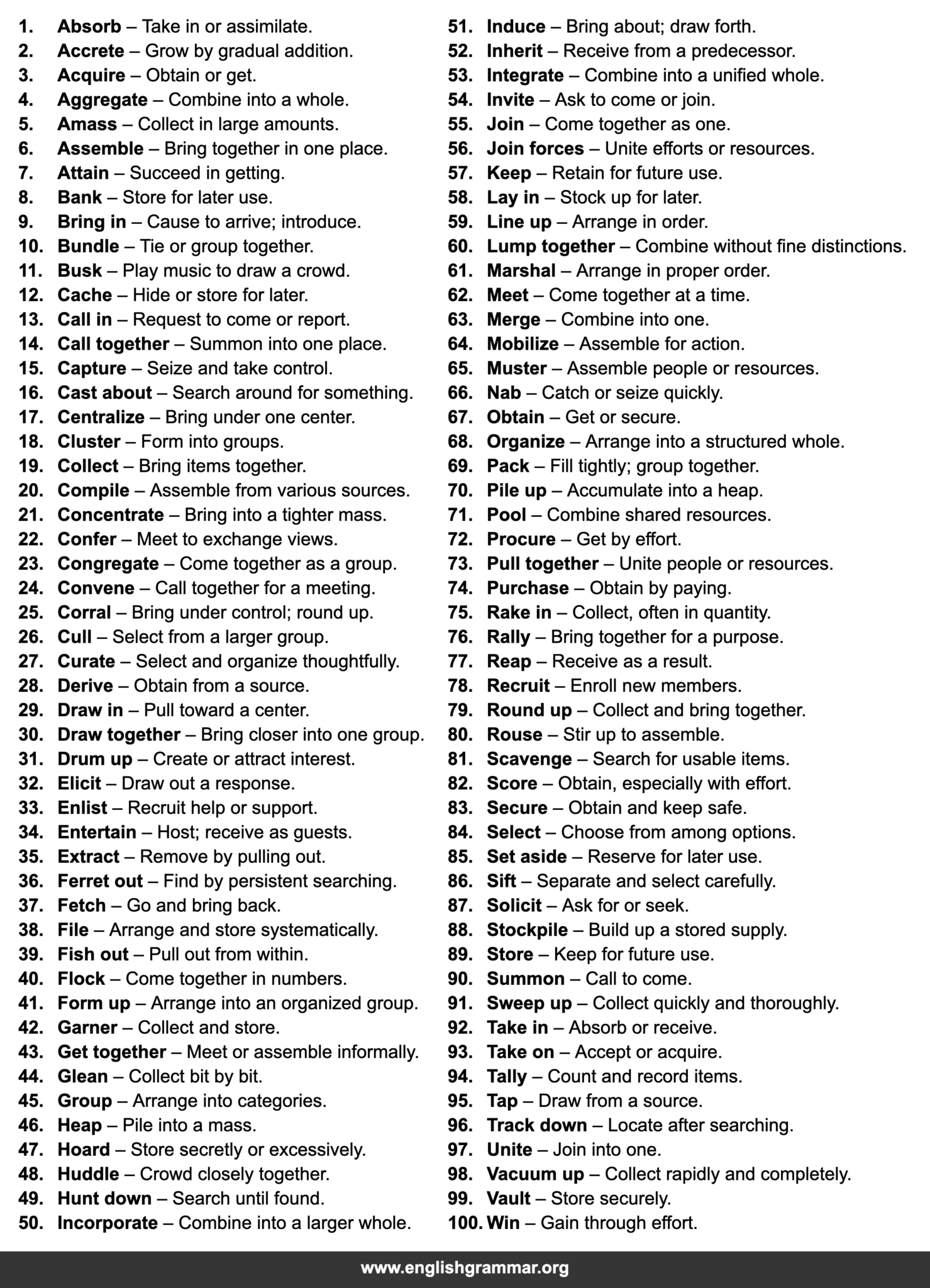 100 Words to Use Instead of “Gather”