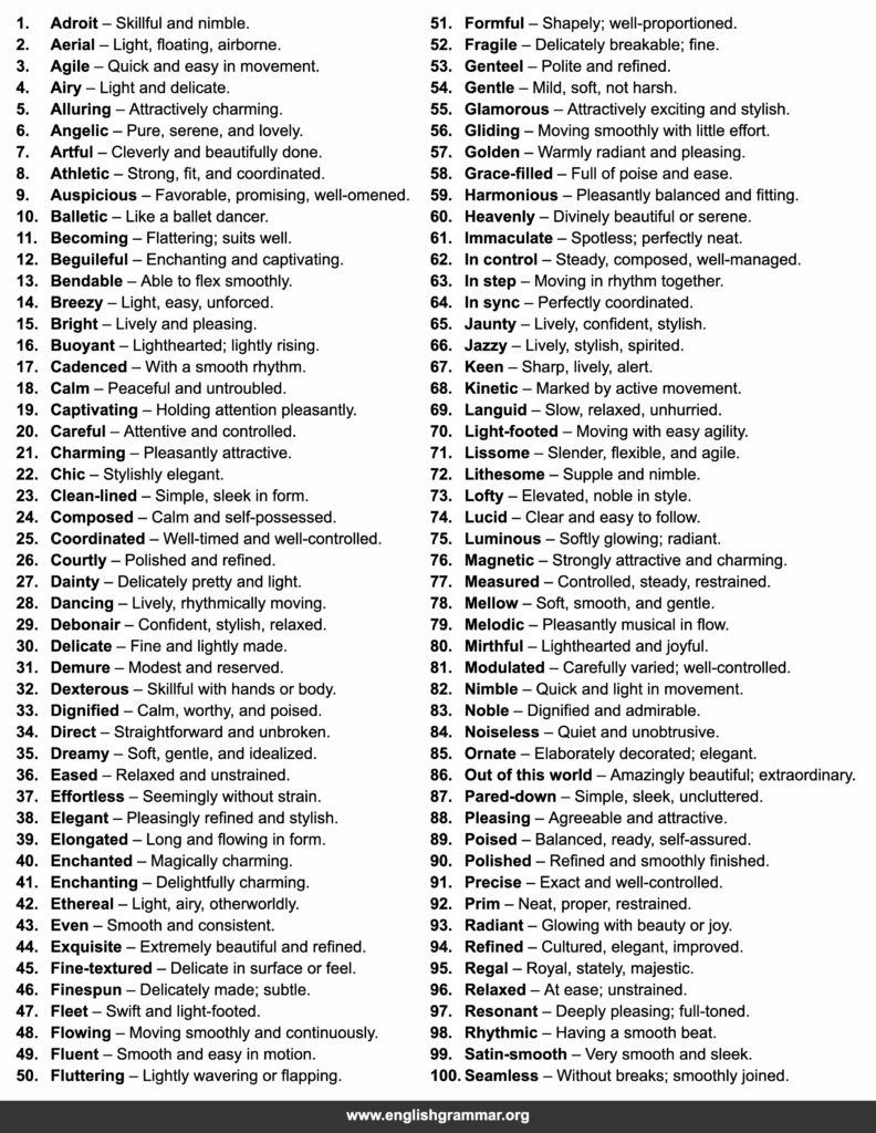 100 Words to Use Instead of “Graceful”