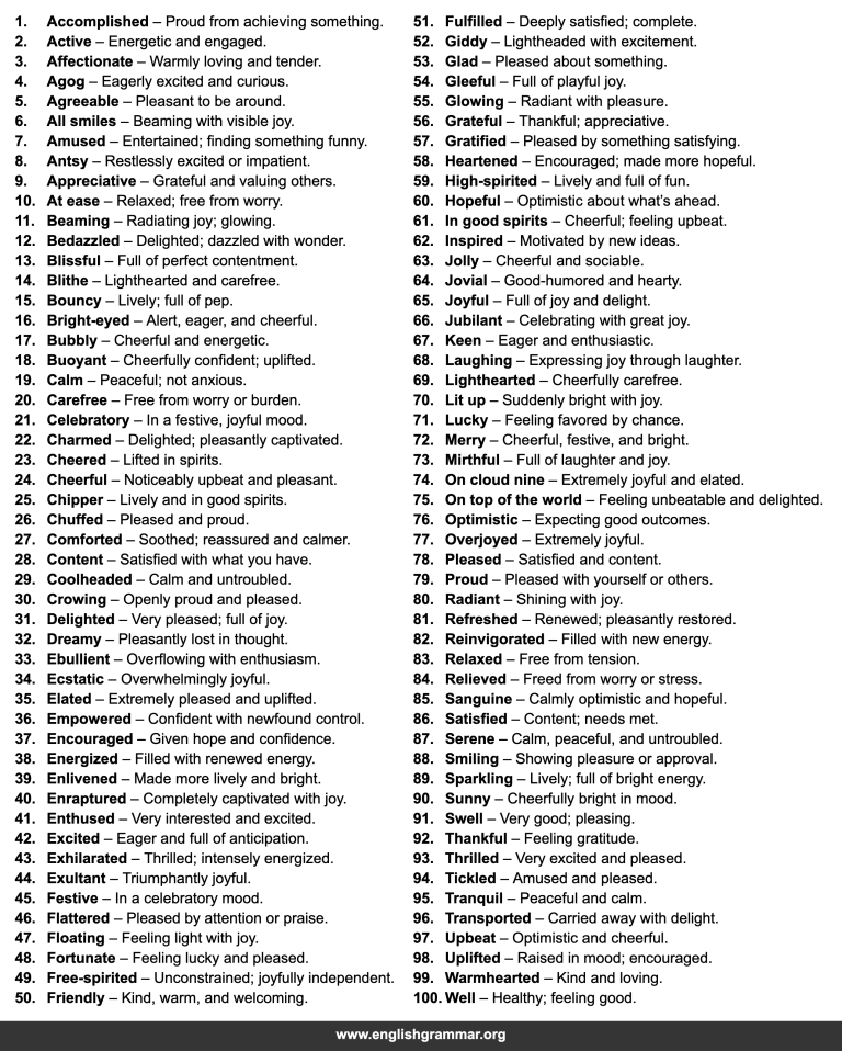 100 Words to Use Instead of “Happy”