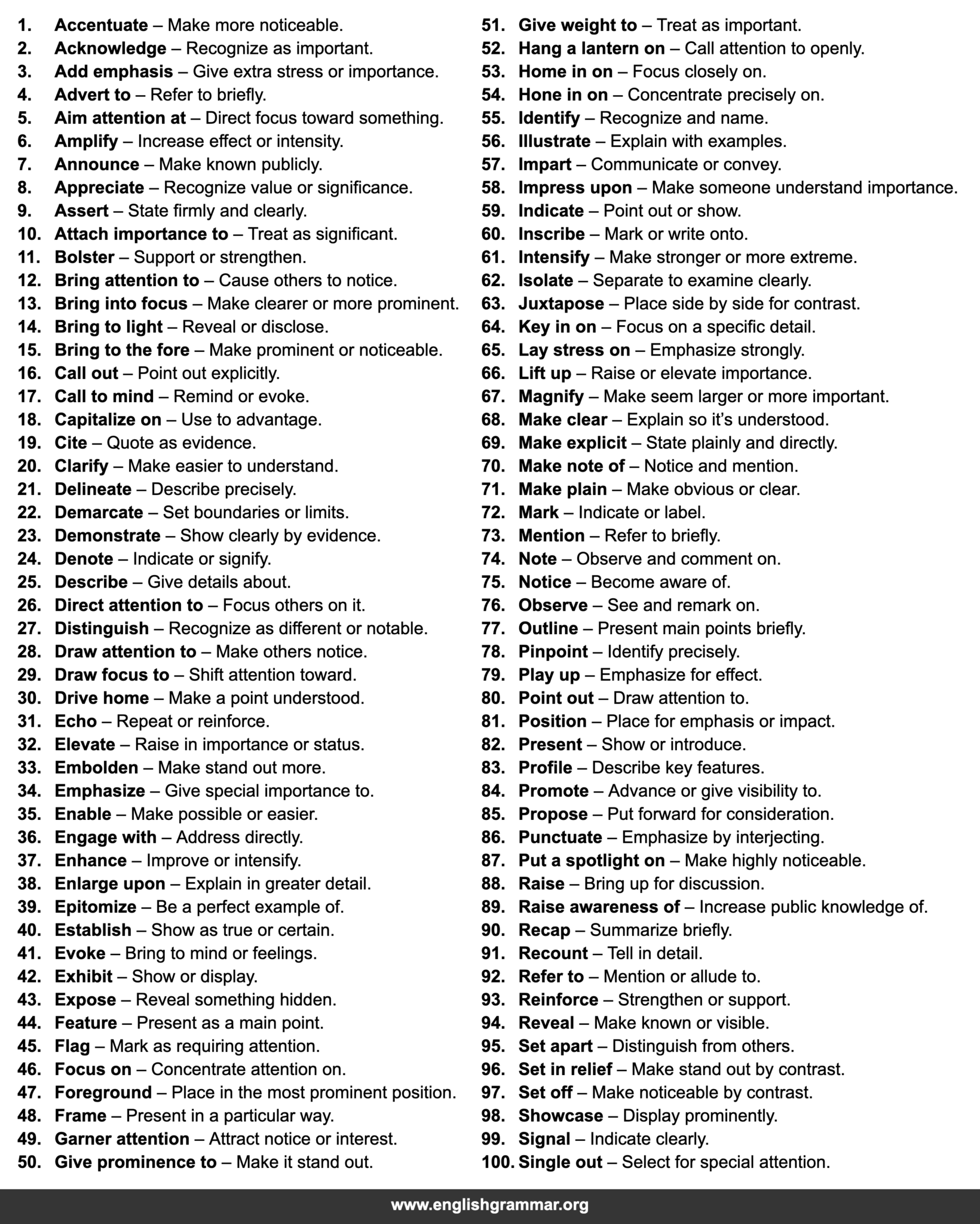 100 Words to Use Instead of “Highlight”