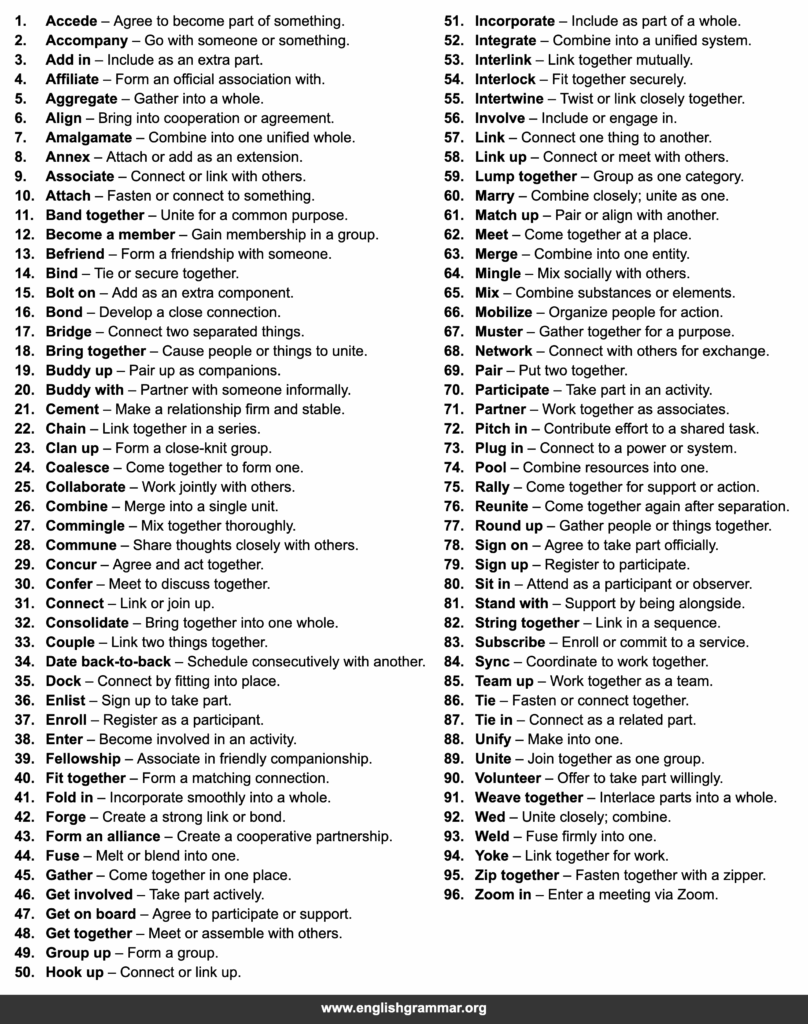 100 Words to Use Instead of “Join”