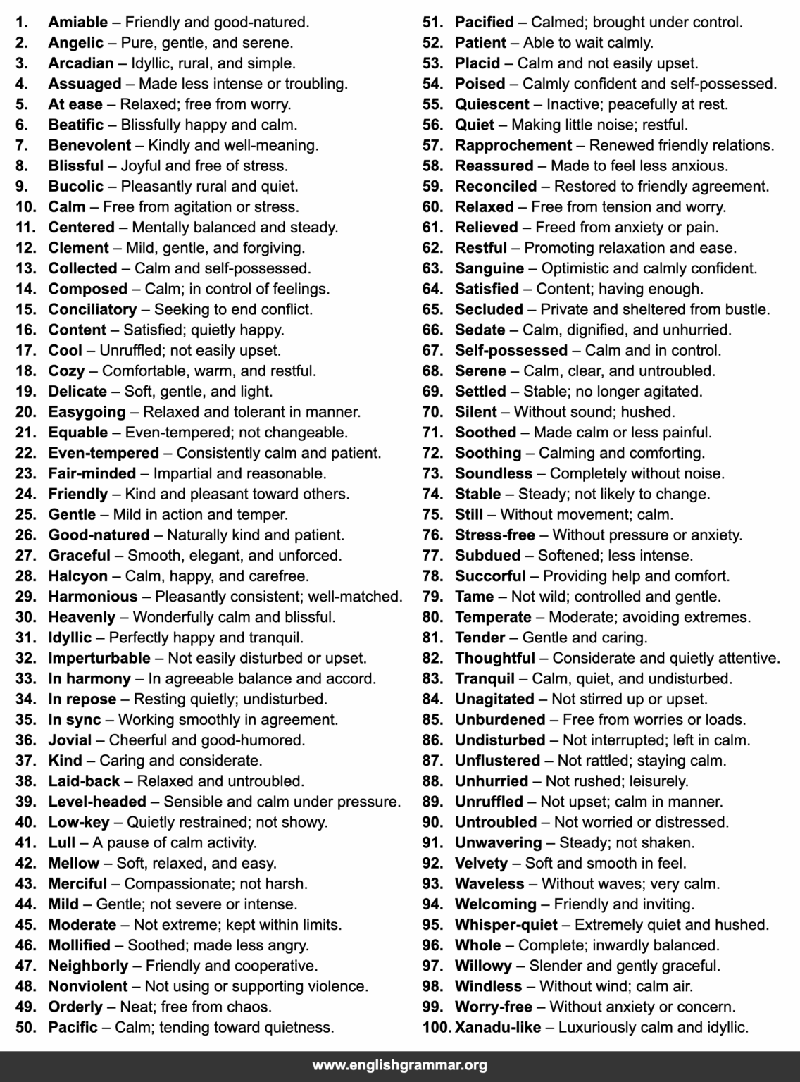 100 Words to Use Instead of “Peaceful”