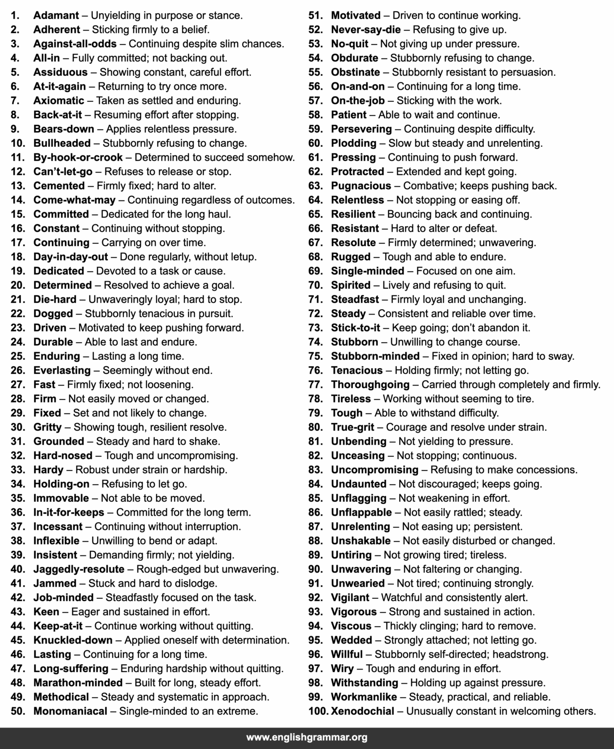 100 Words to Use Instead of “Persistent”