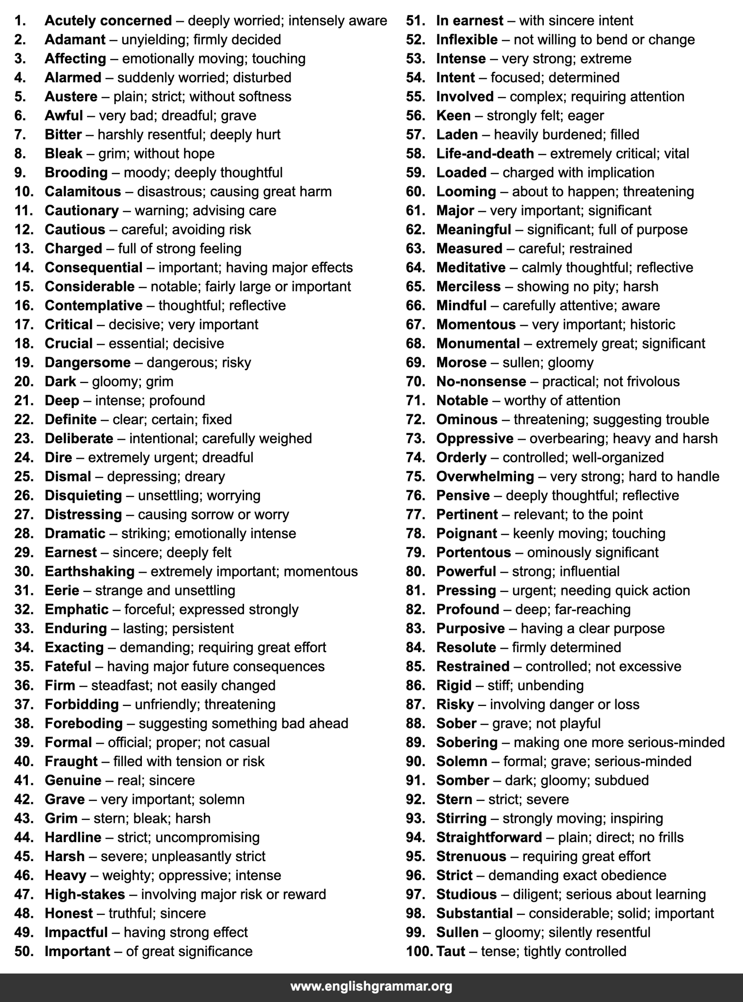 100 Words to Use Instead of “Serious”